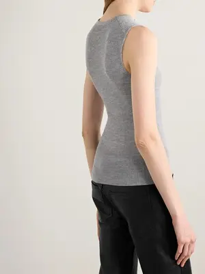 Khaite Renato Ribbed Wool-blend Jersey Tank - Gray