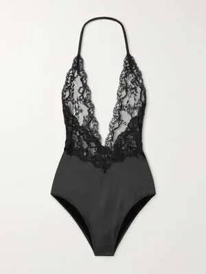 Givenchy Lace And Satin Halterneck Bodysuit