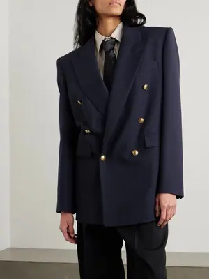 Saint Laurent Oversized Double-breasted Blazer - Blue