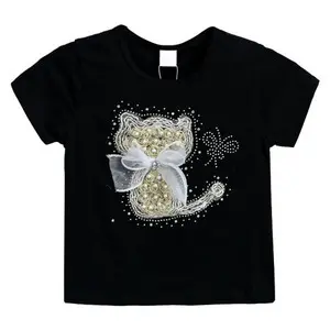 MIMI TUTU Mimi Tutu Cat Applique T-Shirt Black