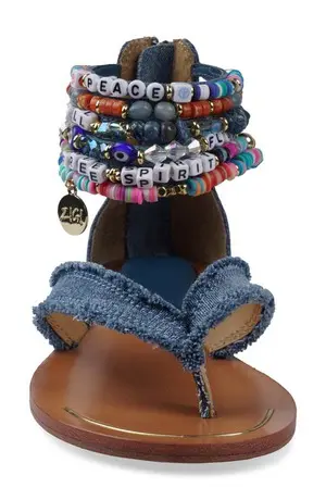 ZIGI Fayola Beaded Thong Sandals - Blue Denim