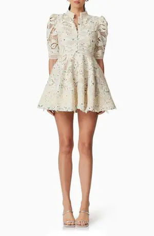 ELLIATT Kyla Puff Sleeve Lace Mini Dress