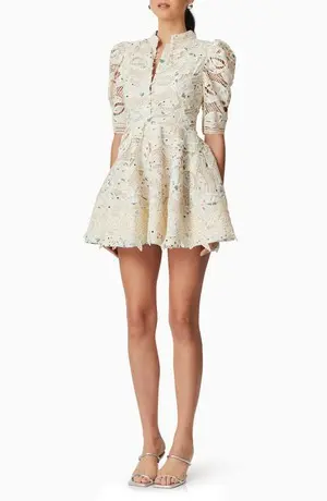 ELLIATT Kyla Puff Sleeve Lace Mini Dress