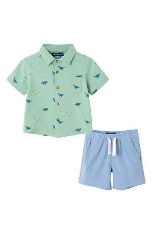Andy & Evan Dino Print Shirt And Shorts Set