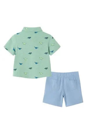 Andy & Evan Dino Print Shirt And Shorts Set