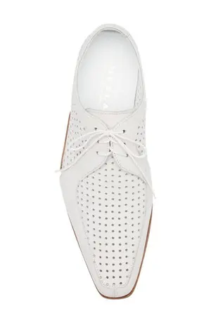 Mezlan Perforated Bike Toe Derby - White