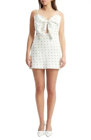 Bardot Vieda Bow Linen Minidress
