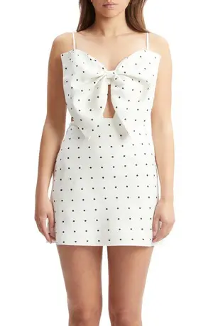 Bardot Vieda Bow Linen Minidress