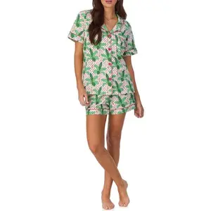 BEDHEAD PAJAMAS Print Stretch Organic Cotton Jersey Short Pajamas Palm Point