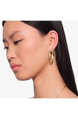 Lana Jewelry 14k Gold Thin Flash Tile Hoop Earrings - Yellow