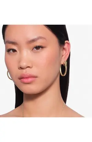 Lana Jewelry 14k Gold Thin Flash Tile Hoop Earrings