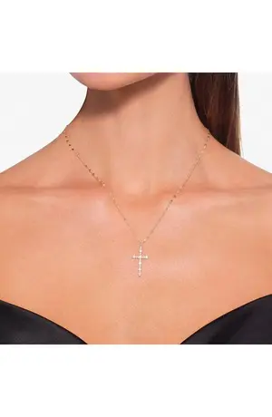 Lana Jewelry 14k Gold Diamond Cross Pendant Necklace - Yellow
