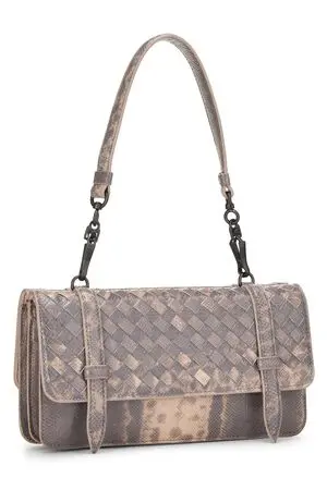 Bottega Veneta Karung Leather Intrecciato Shoulder Bag