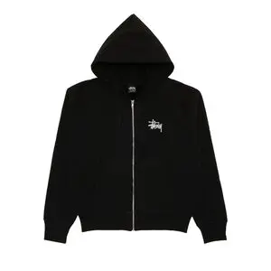 StÜssy Basic Logo Zip Up Hoodie - Black