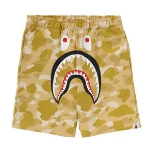 A BATHING APE Color Camo Shark Sweat Shorts - Yellow