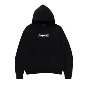 A BATHING APE Smooth Logo Relaxed Fit Hoodie - Black