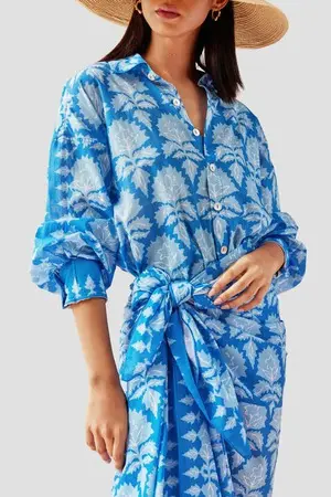 Omika Callista Button Down Shirt - Mika Azure