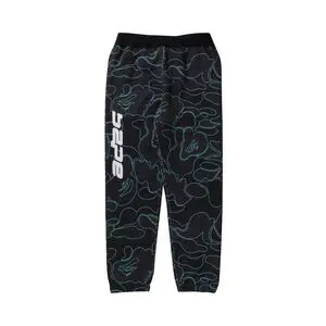 A BATHING APE Text Code Camo Sweatpants - Black