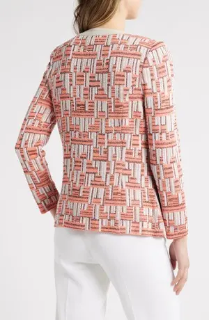 Ming Wang Geo Jacquard Cardigan