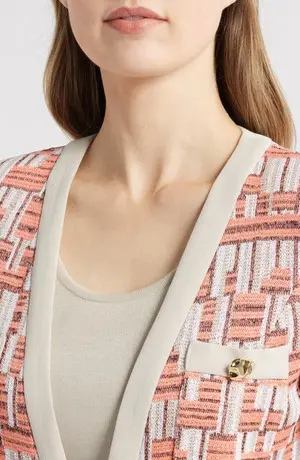 Ming Wang Geo Jacquard Cardigan