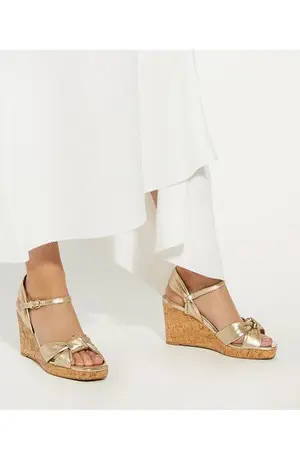 Dune London Kaino Platform Wedge Sandal - Gold