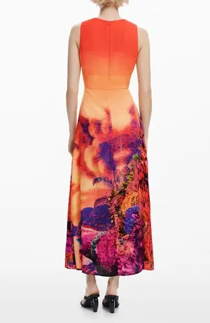 Desigual Print Sleeveless Maxi Dress