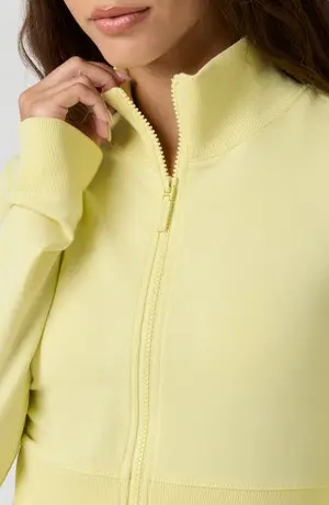 FLORENCE BY MILLS Crop Stretch Cotton Blend Track Jacket - Yellow Iris