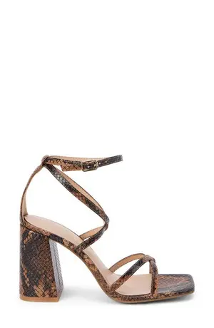 Matisse Abba Block Heel Sandal - Brown Snake Print