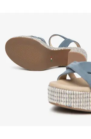 NEROGIARDINI Ankle Strap Platform Sandal - Denim