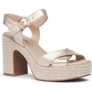NEROGIARDINI Ankle Strap Platform Sandal - Gold