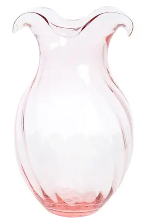 VIETRI Hibiscus Fluted Glass Vase - Pink