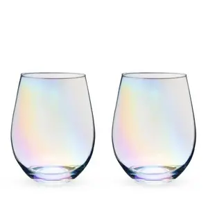 TWINE Luster Stemless Wine Glasses Set Of 2