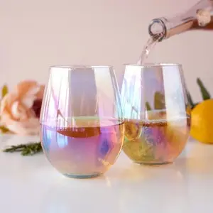 TWINE Luster Stemless Wine Glasses Set Of 2
