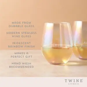 TWINE Luster Stemless Wine Glasses Set Of 2