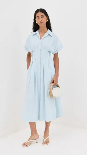LE BOP Roberta Button-down Midi Dress - Sky Gingham