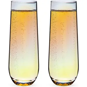 TWINE Luster Stemless Champagne Flutes Set Of 2 - Multicolor