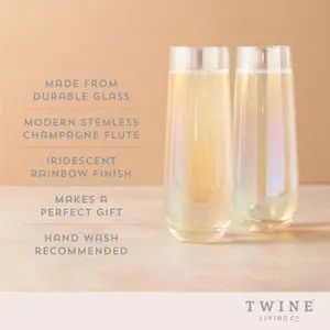 TWINE Luster Stemless Champagne Flutes Set Of 2