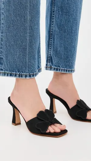 Kaanas Dune Flower Appliqué High Heel Slides