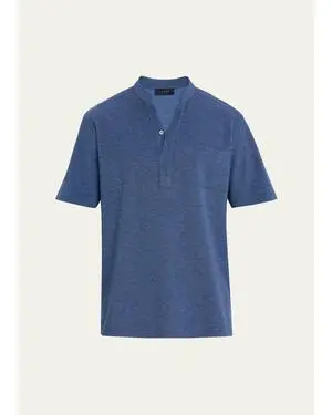 Sease Fish Tail V-neck Pocket Polo Shirt - Blue