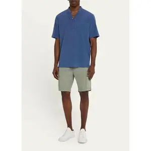 Sease Fish Tail V-neck Pocket Polo Shirt - Blue