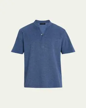 Sease Fish Tail V-neck Pocket Polo Shirt Midblue
