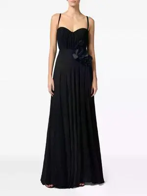 Elisabetta Franchi Floral-appliqué Detailing Dress - Black