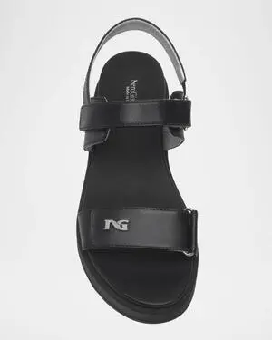 NEROGIARDINI Leather Flatform Sandals - Black