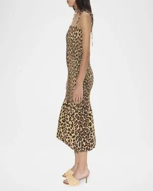 SIMONMILLER Canto Smocked Poplin Dress - Leopard