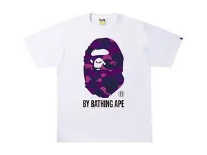 A BATHING APE Camo Tee Shirt - White/purple