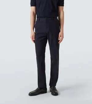 Zegna Cotton-blend Straight Leg Pants - Blue