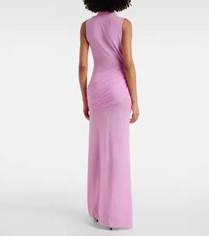 David Koma Sleeveless Semi-sheer Draped Gown