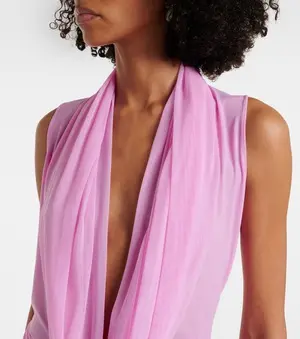 David Koma Sleeveless Semi-sheer Draped Gown