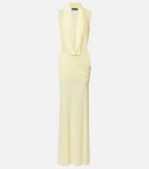 David Koma Sleeveless Semi-sheer Draped Gown - Yellow