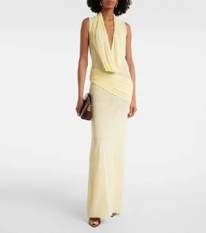 David Koma Sleeveless Semi-sheer Draped Gown - Yellow